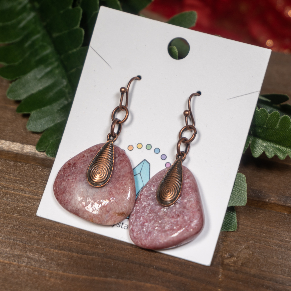 Tumbled Thulite Earrings - The Crystal Council