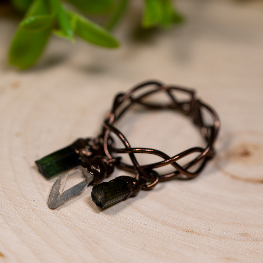 Dangling Fluorite Ring - The Crystal Council