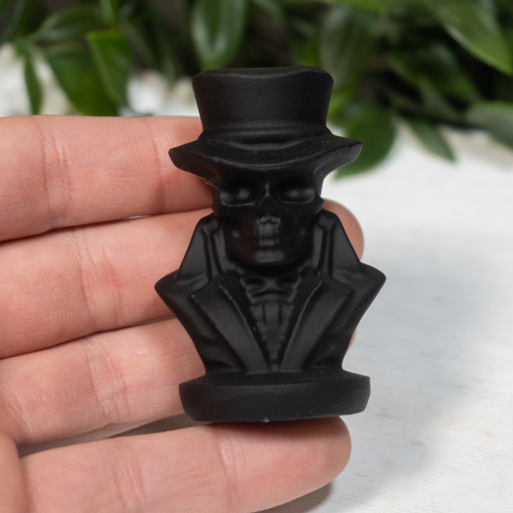 Obsidian Skull With Tophat - The Crystal Council
