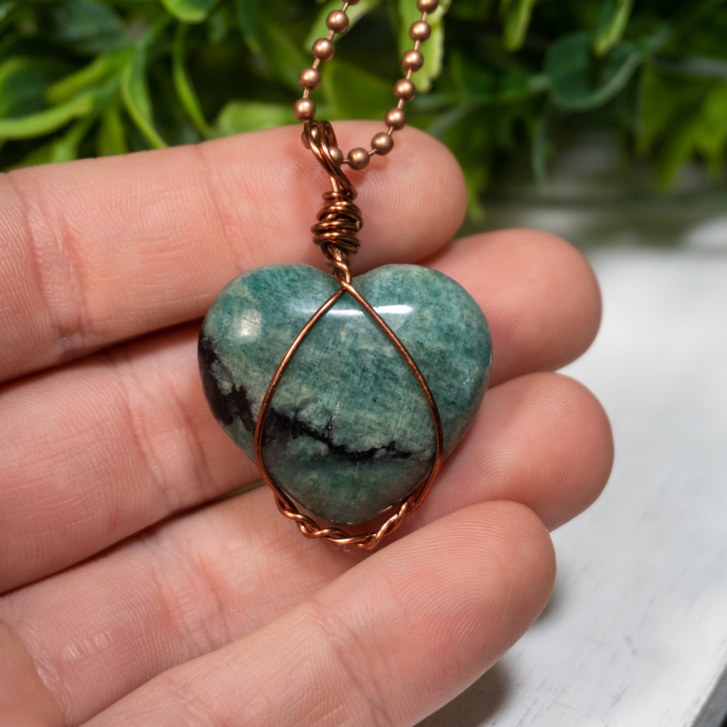 Amazonite Heart Necklace #1 - The Crystal Council