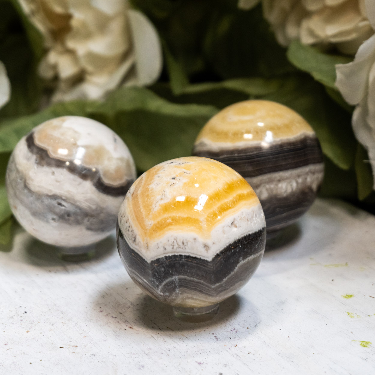 Zebra Calcite Sphere - The Crystal Council