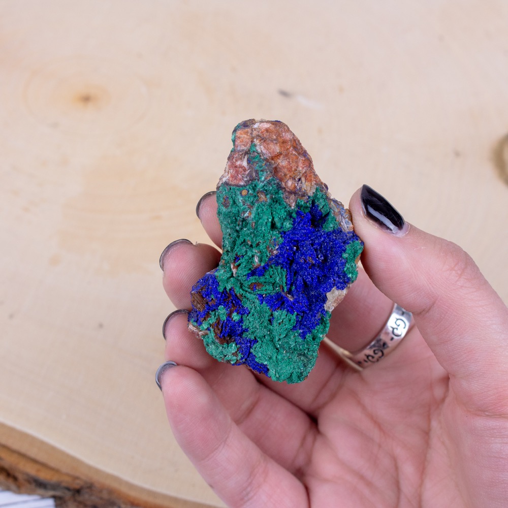 Small Moroccan Malachite with Azurite Inclusions - The Crystal Council