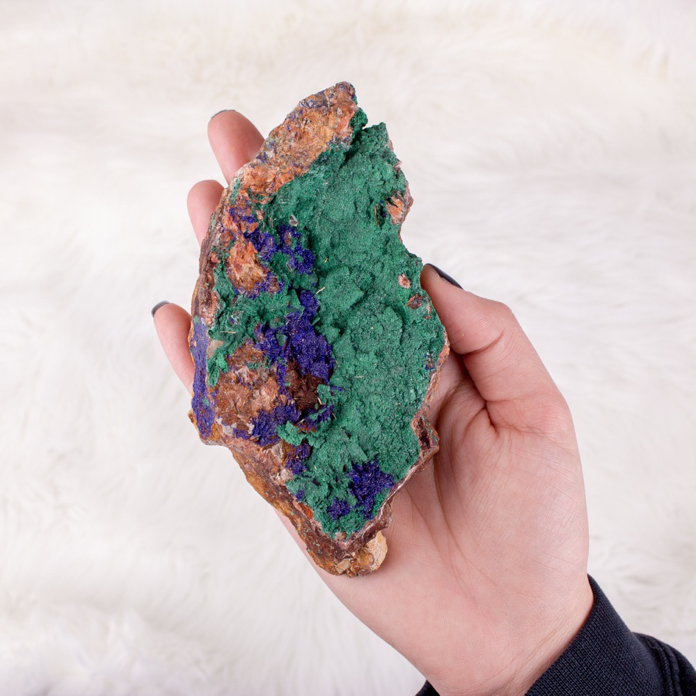 Large Moroccan Malachite with Azurite Inclusions - The Crystal Council