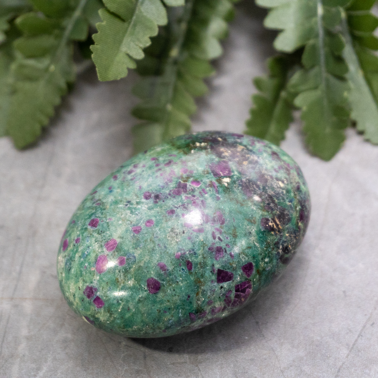 Ruby Fuchsite Palmstone - The Crystal Council