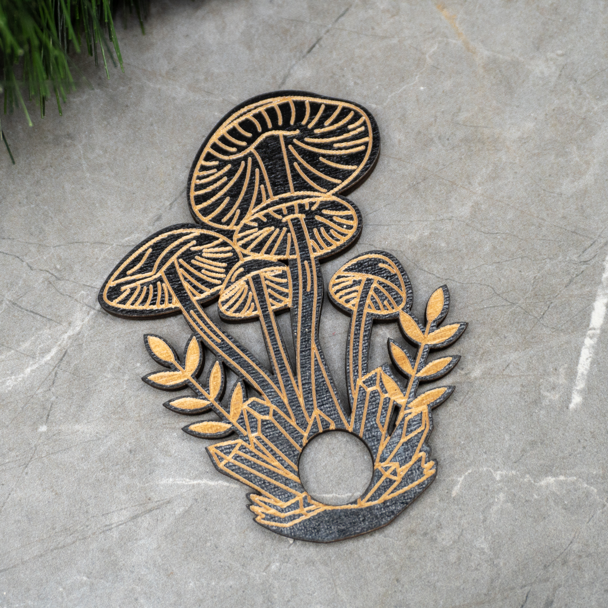 Wooden Mushroom Sphere Stand - The Crystal Council