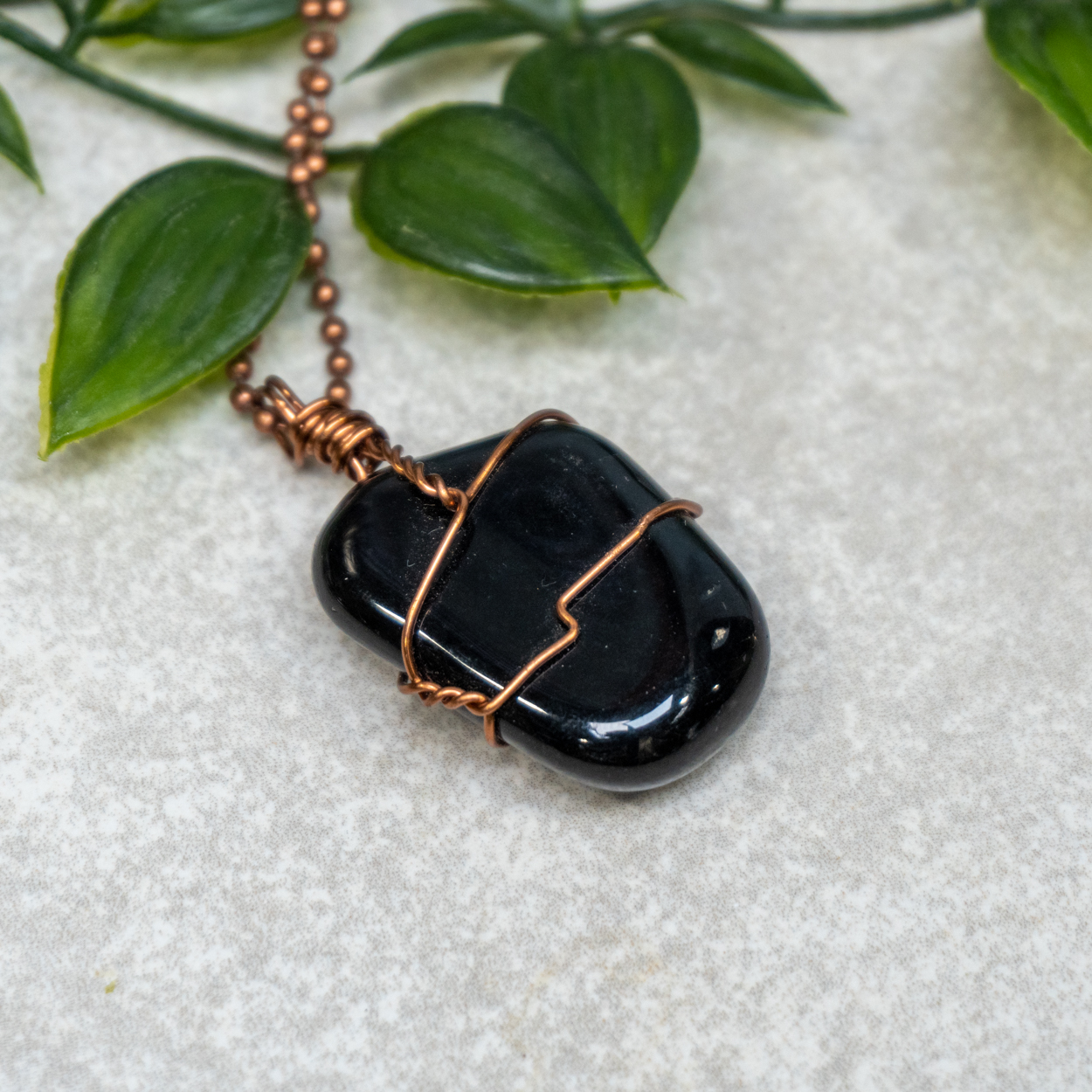 Obsidian Polished Bronze Necklace #2 - The Crystal Council