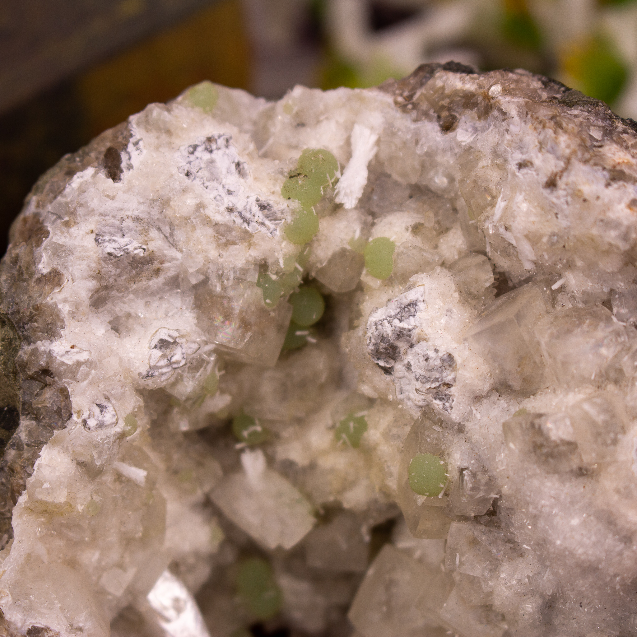 Green Apophyllite over Stilbite - The Crystal Council