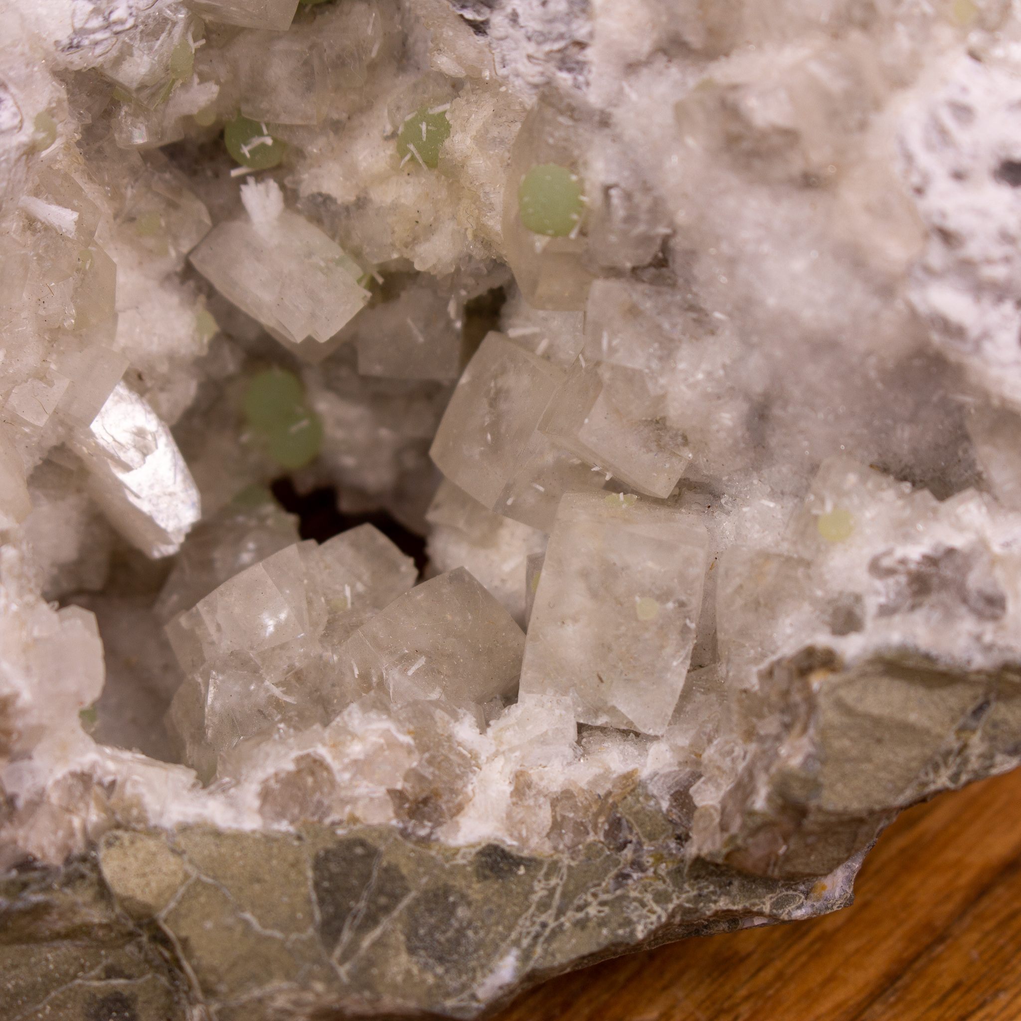 Green Apophyllite over Stilbite - The Crystal Council