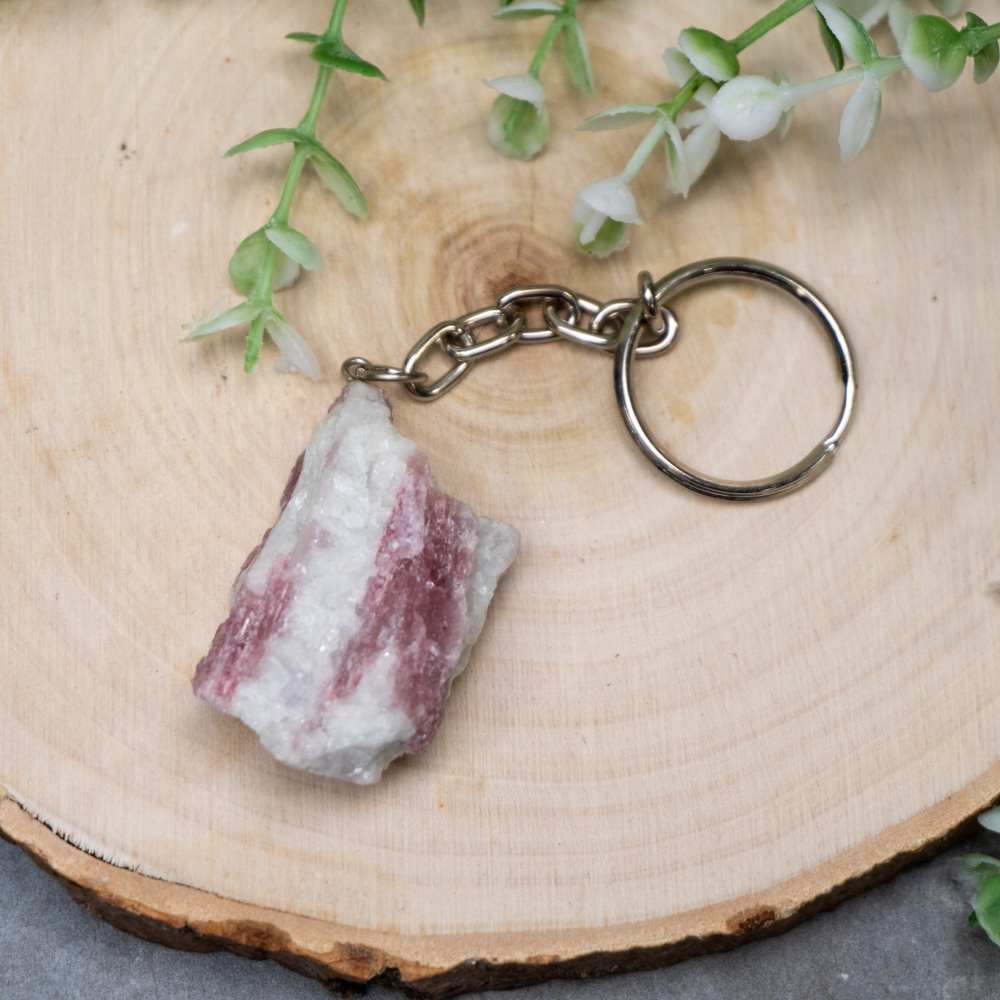 Pink Tourmaline Keychain Random - The Crystal Council