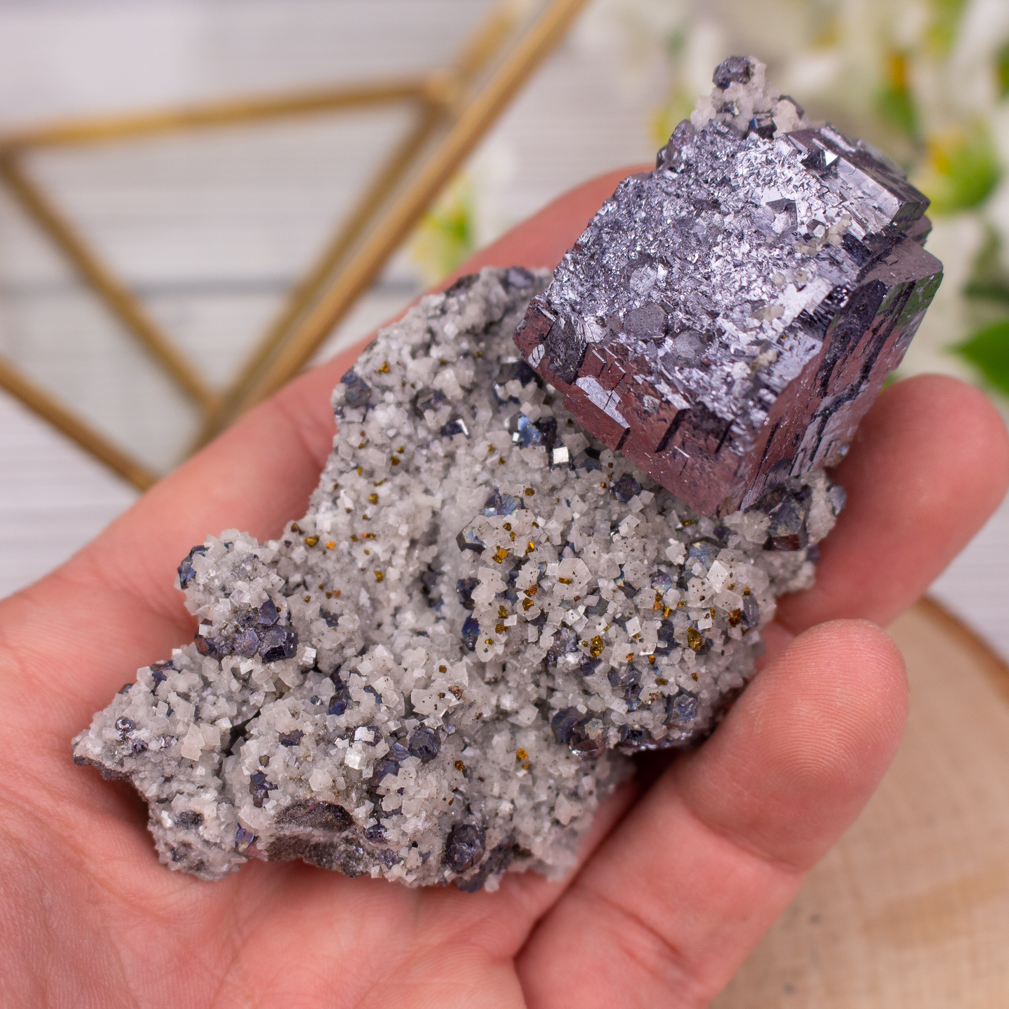 Galena on Calcite #2 - The Crystal Council