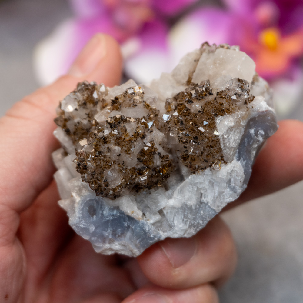 Quartz on Calcite & Agate with Hematite inclusions #1 - The Crystal Council