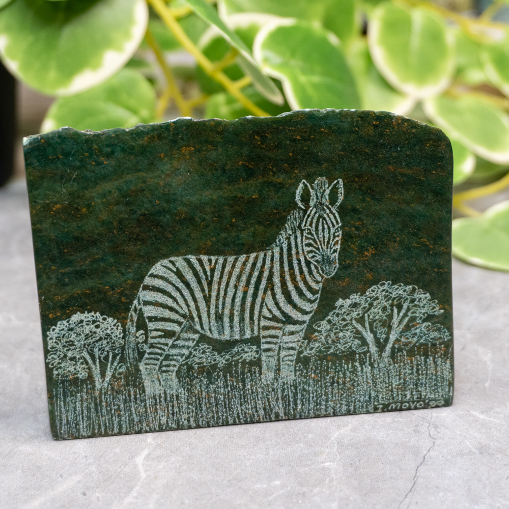 Jade Zebra Etching Standing Slab - The Crystal Council