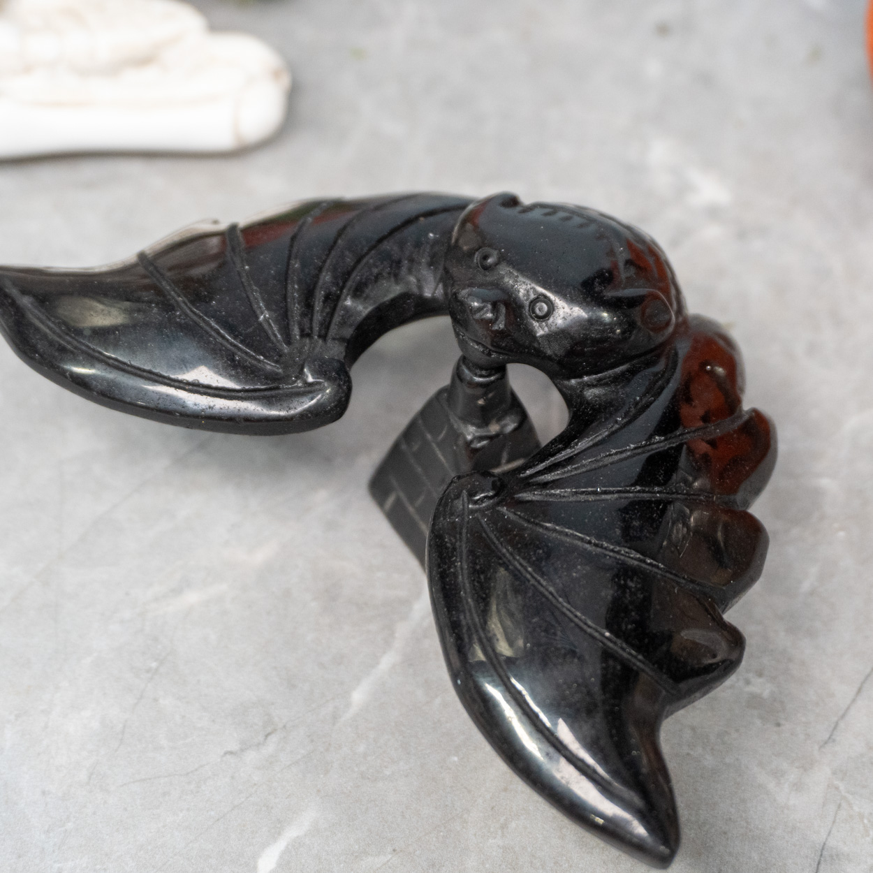 Obsidian Hovering Bat with Stand - The Crystal Council