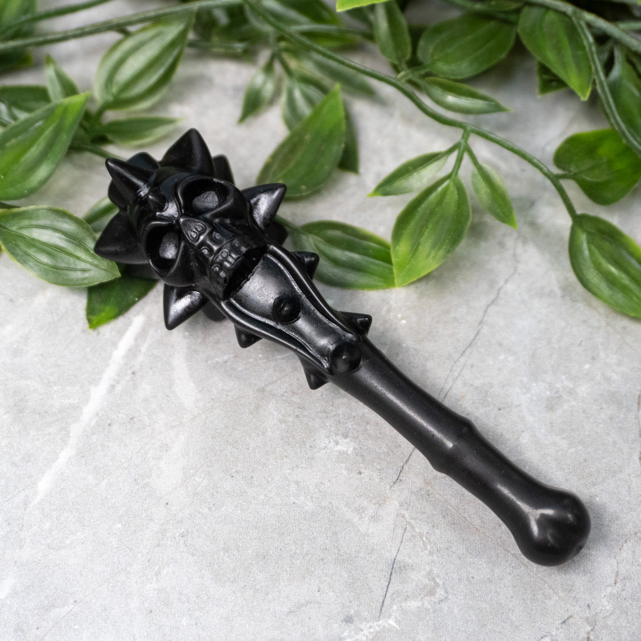 Obsidian Skull Bone Mace - The Crystal Council