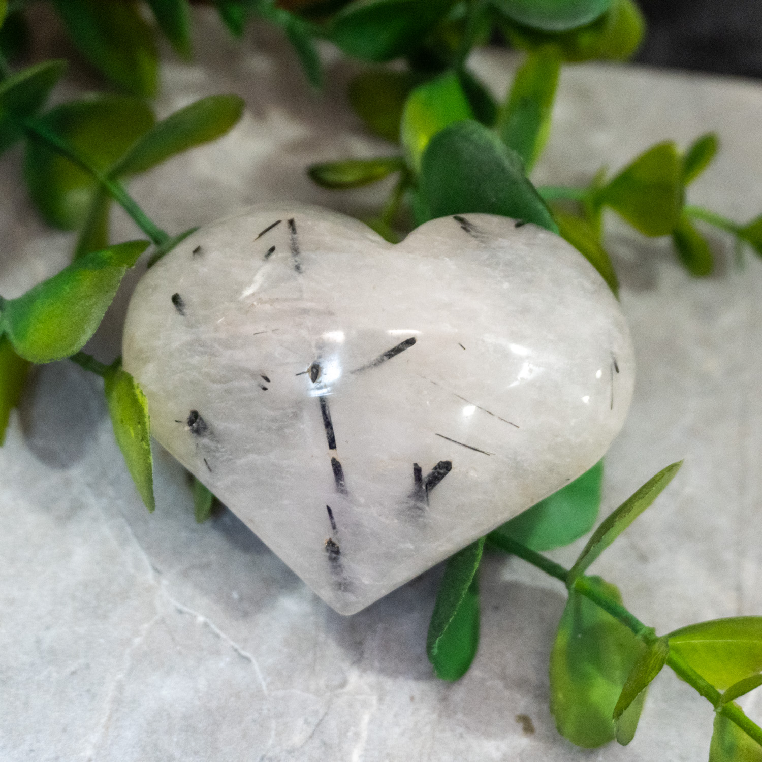 Tourmalinated Quartz Medium Heart - The Crystal Council