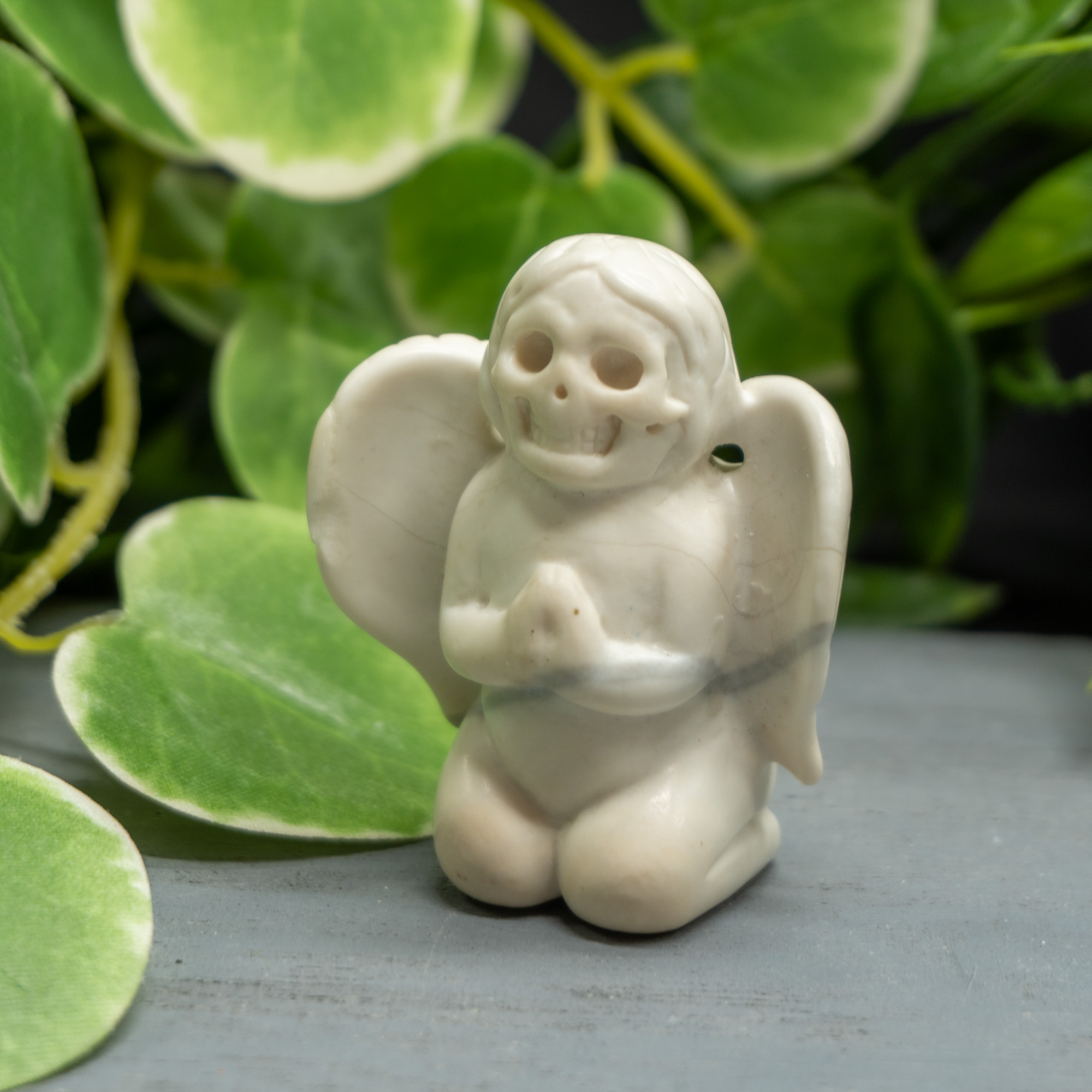 White Jade Praying Skeleton - The Crystal Council White Jade Praying Skeleton - The Crystal Council