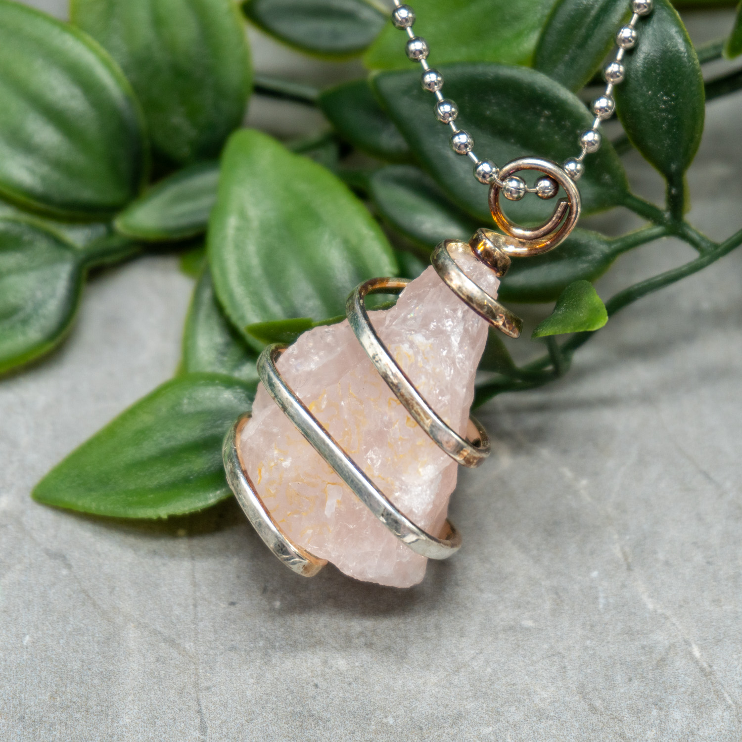 Rose Quartz Wire Wrapped Necklace - The Crystal Council