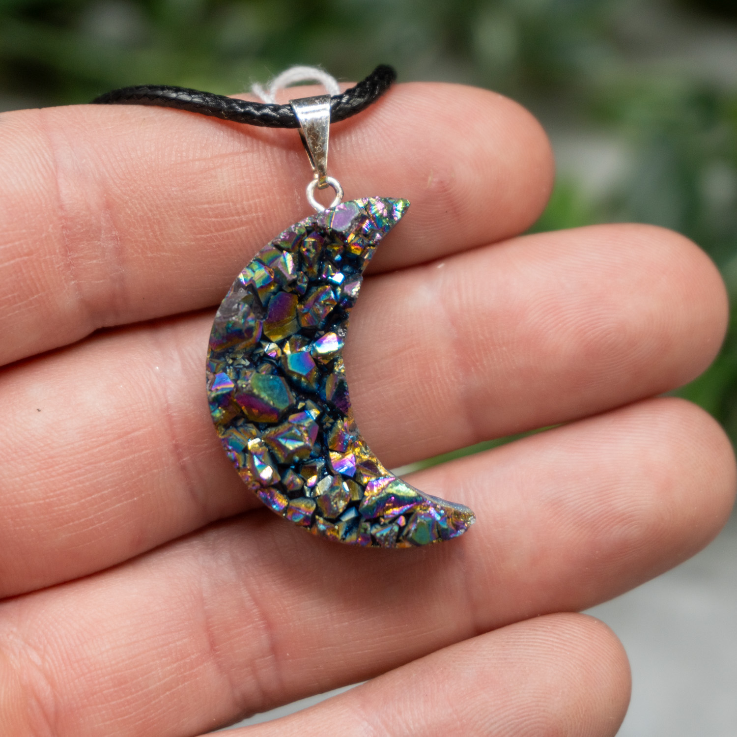 Titanium Quartz Moon Necklace - The Crystal Council