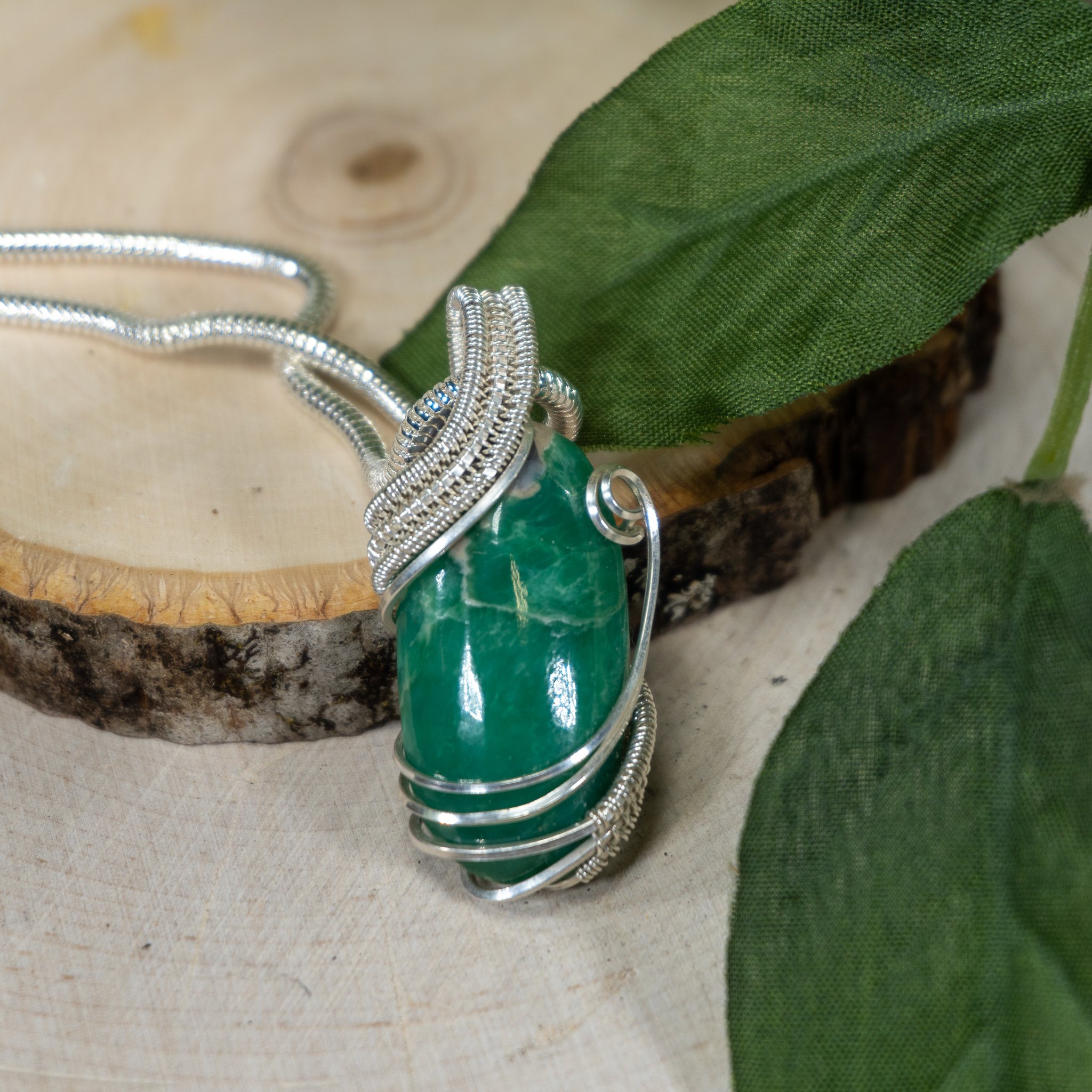 Dark Variscite Oval Wrap - The Crystal Council