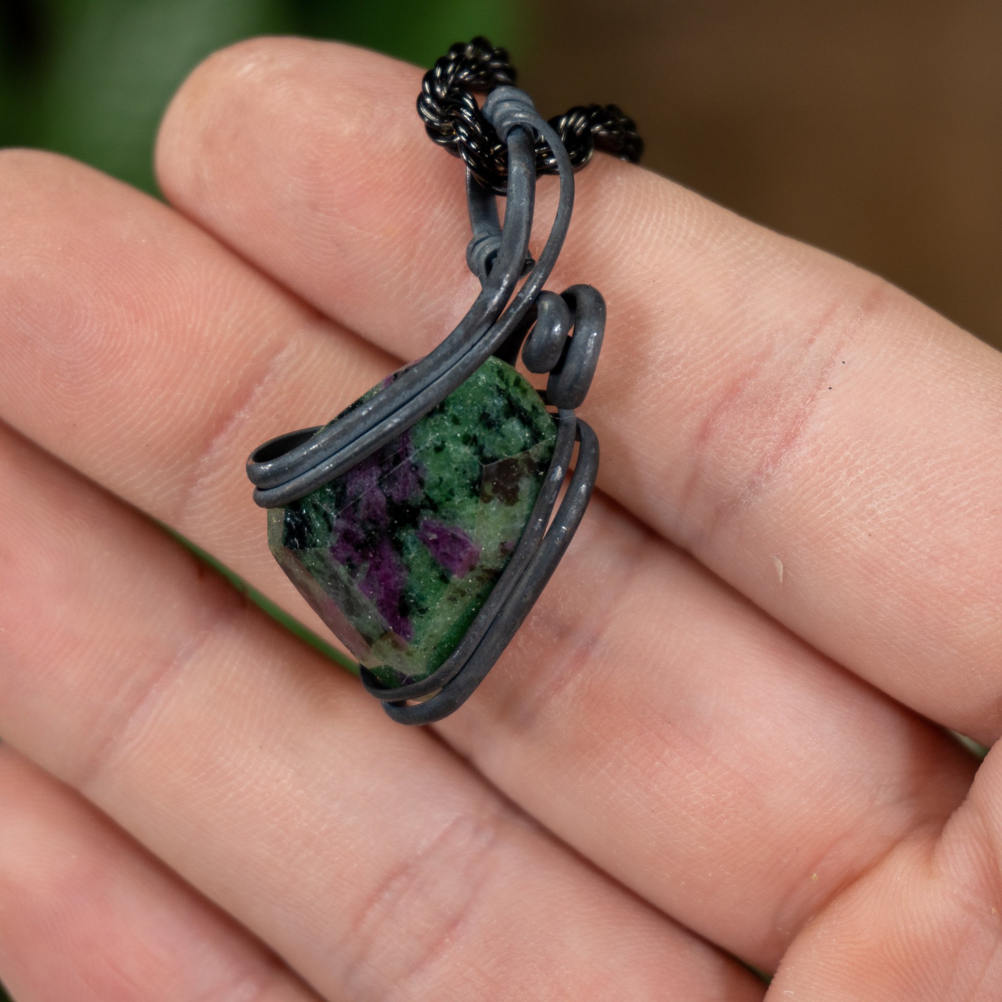 Facetted Ruby Zoisite (Black) Wrap - The Crystal Council