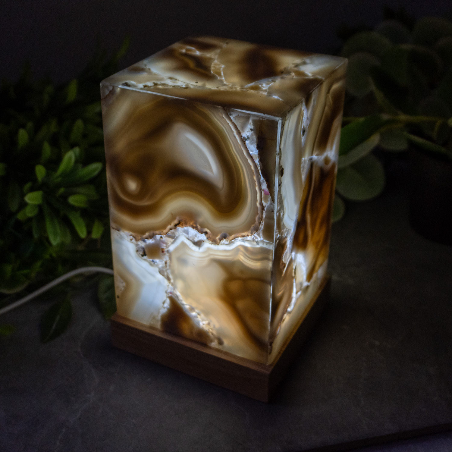 Banded Agate Large Rectangle Lamp #1 - The Crystal Council