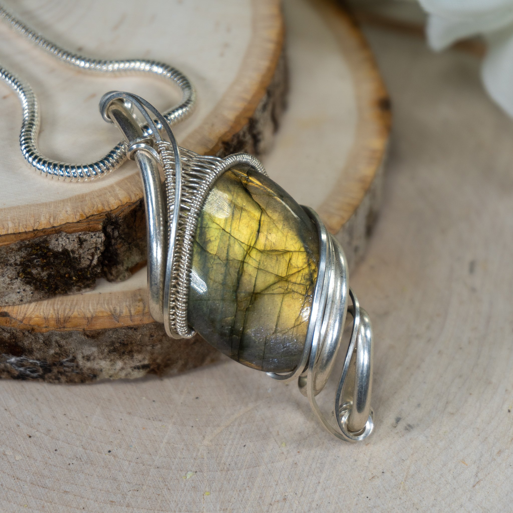 Labradorite Purple & Yellow Flash Wrap - The Crystal Council