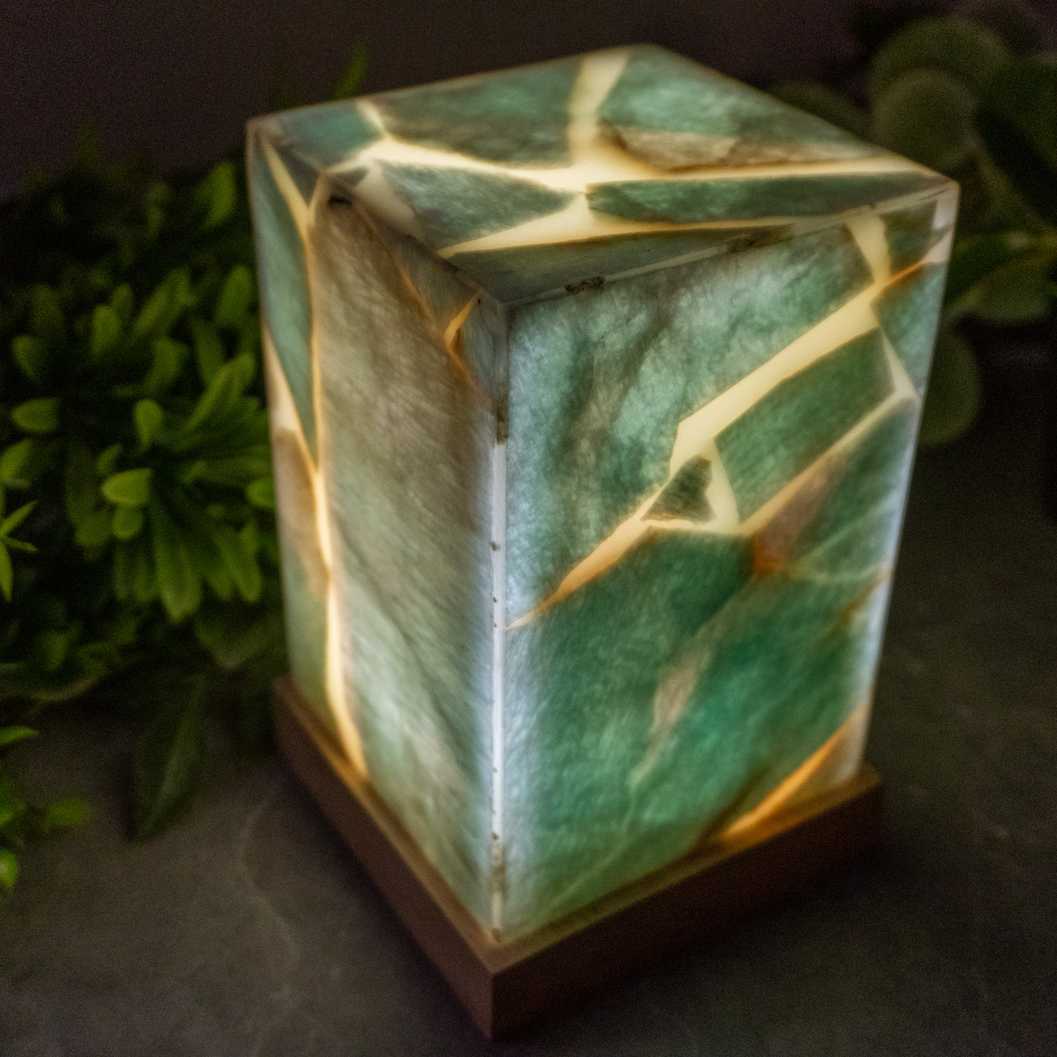 Amazonite Large Rectangle Lamp #1 - The Crystal Council