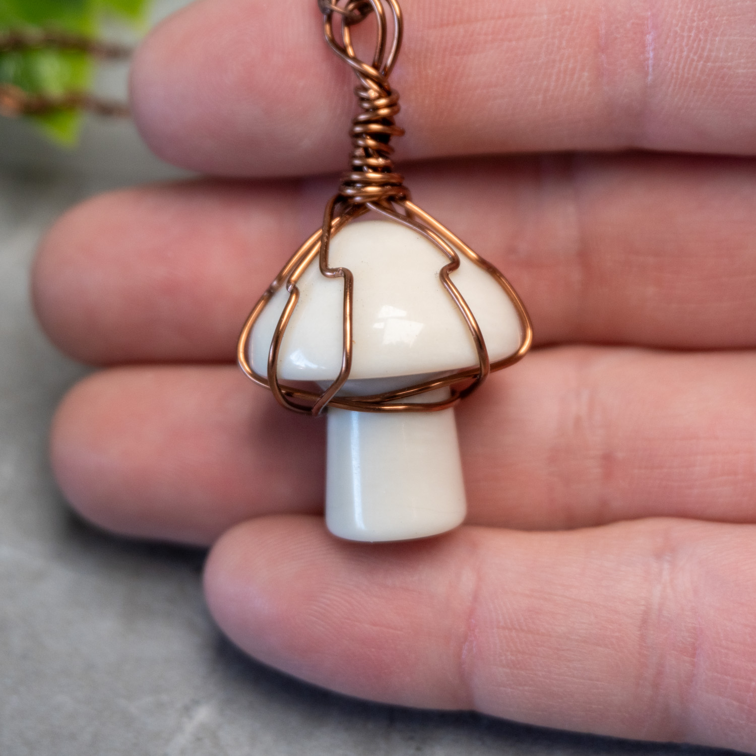 White Jade Mushroom Wire Wrap #2 - The Crystal Council