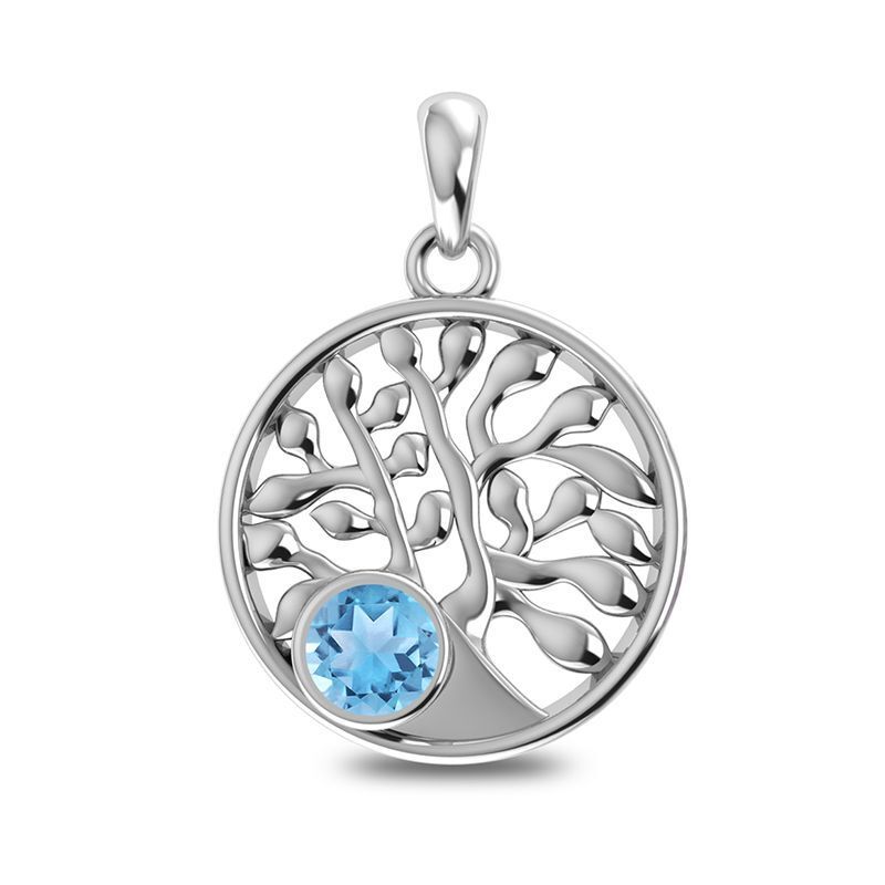 Facetted Blue Topaz Tree Random Pendant - The Crystal Council
