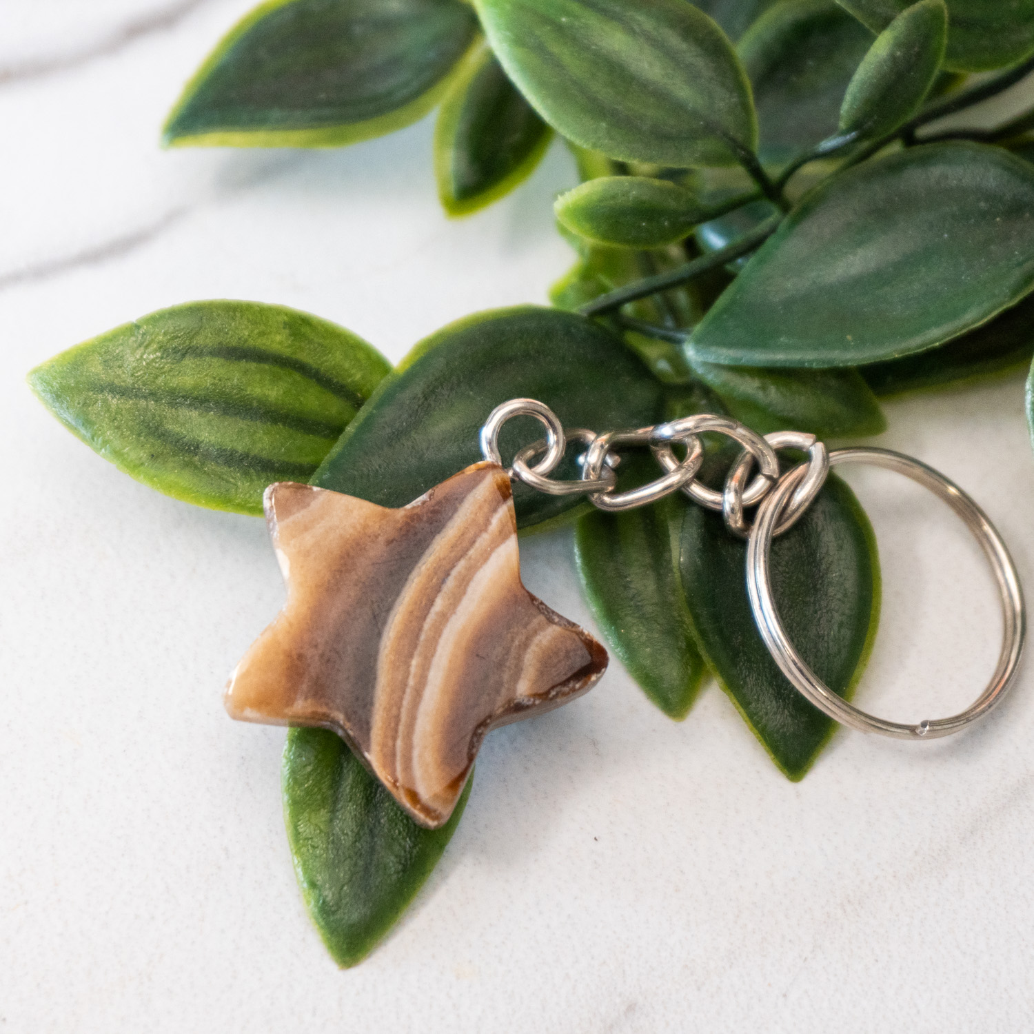 Chocolate Calcite Star Key Chain #30 - The Crystal Council