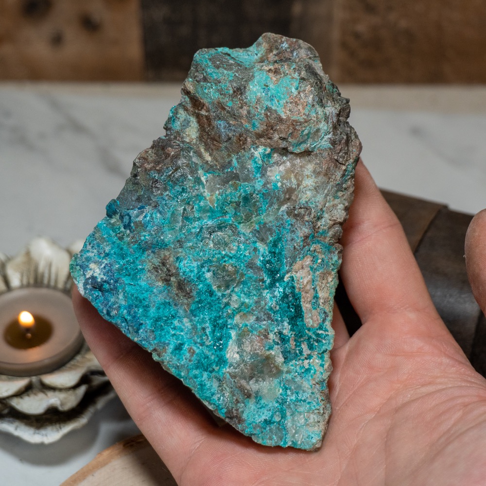 Medium Dioptase on Quartz with Shattuckite and Chrysocolla #6 - The Crystal Council