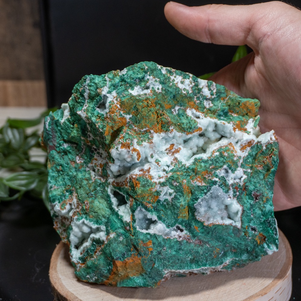 Australian Malachite Ore with Botryoidal Quartz - The Crystal Council