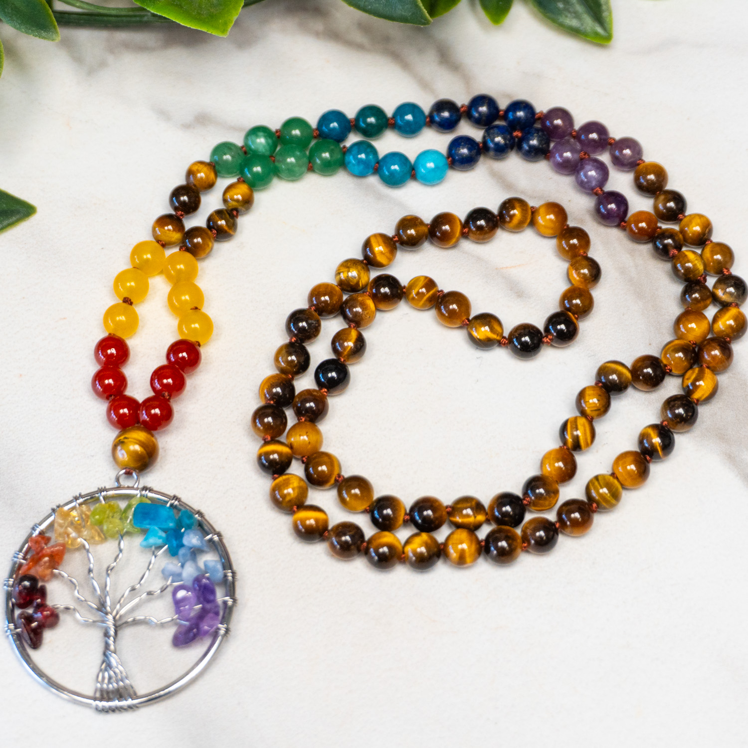 Tiger Eye Tree of Life Mala Necklace - The Crystal Council