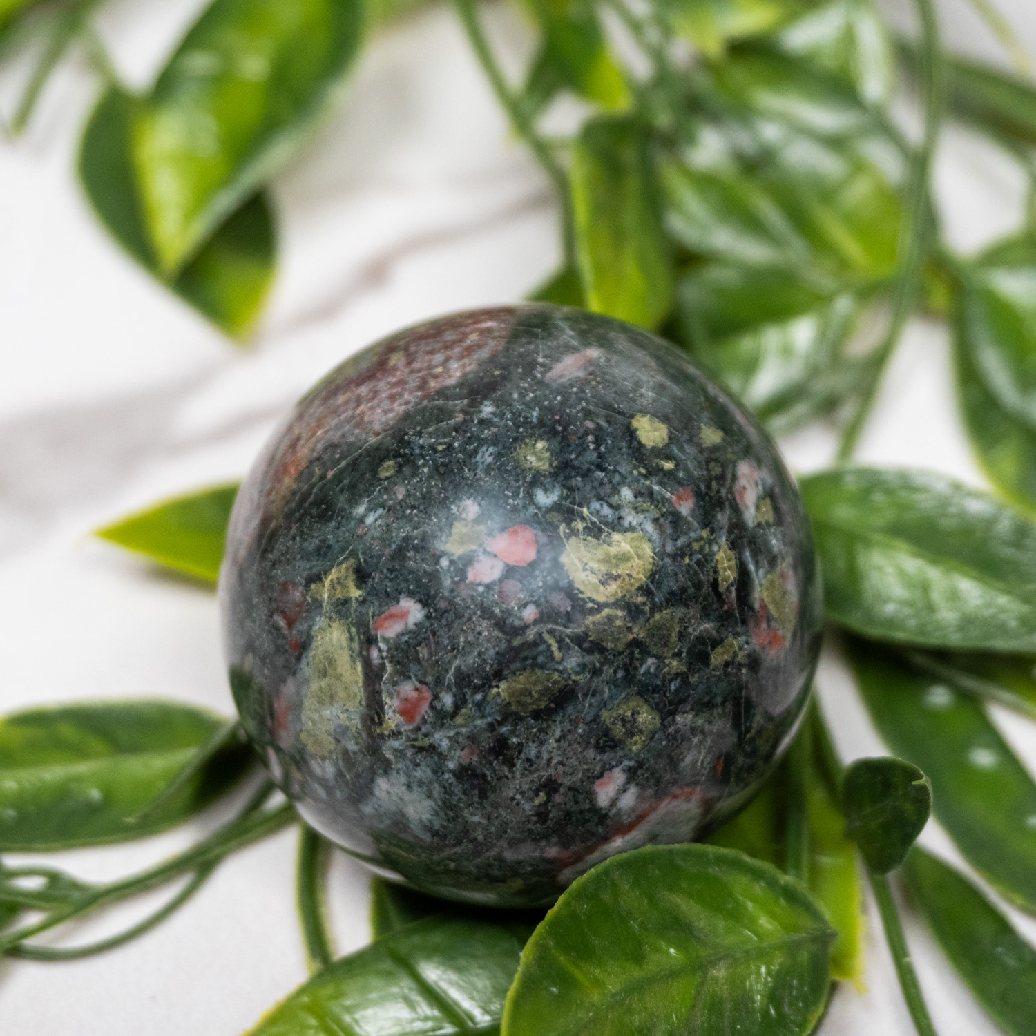 Plum Blossom Jasper Sphere #3 - The Crystal Council