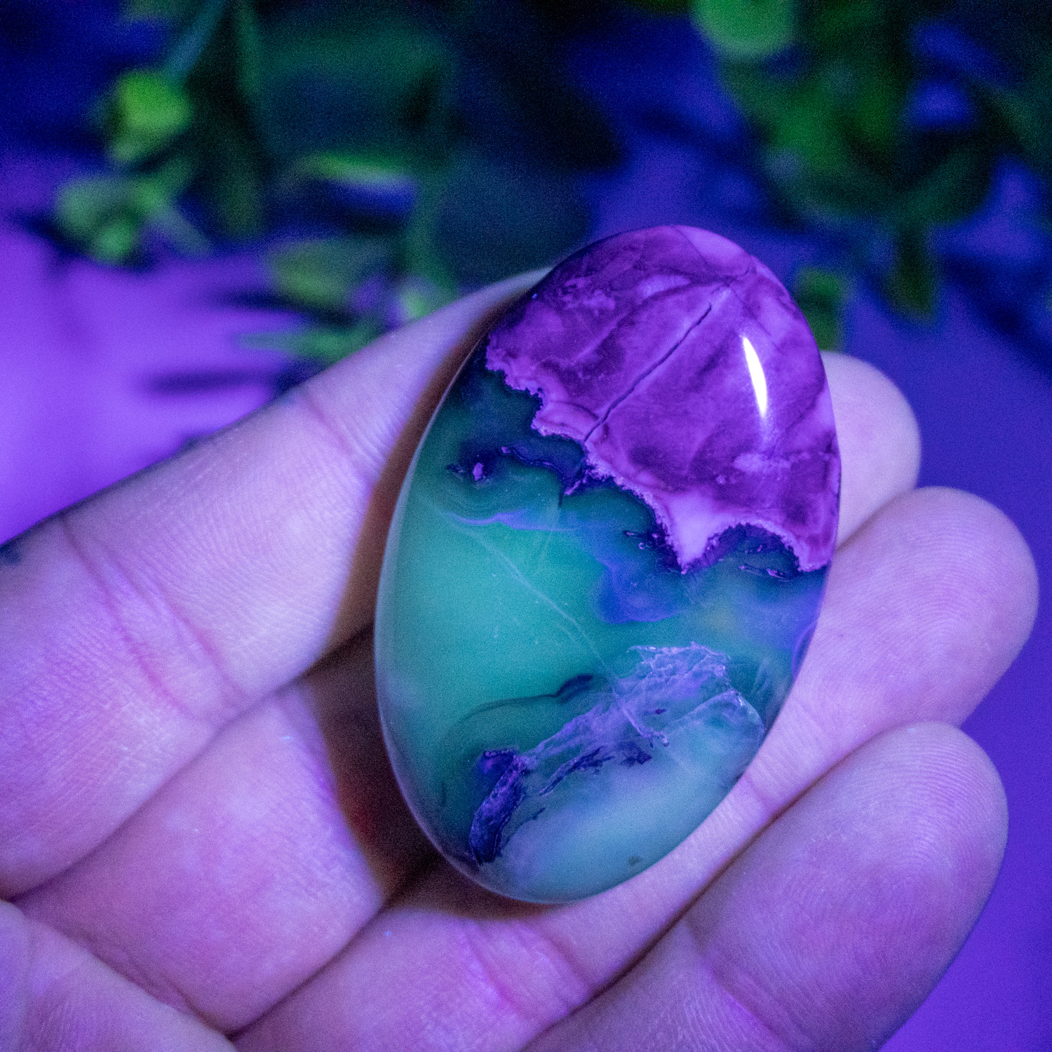 Volcano Agate (UV Reactive) Palmstone #7 - The Crystal Council