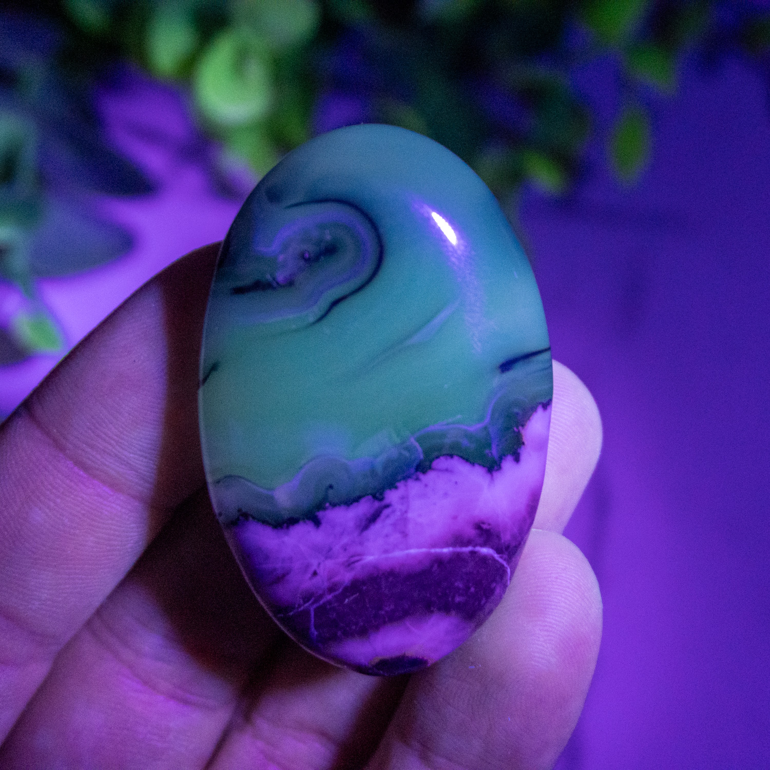 Volcano Agate (UV Reactive) Palmstone #1 - The Crystal Council