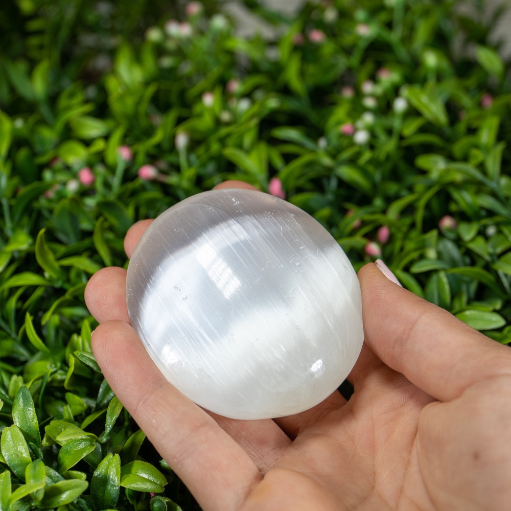 Selenite Palmstone - The Crystal Council