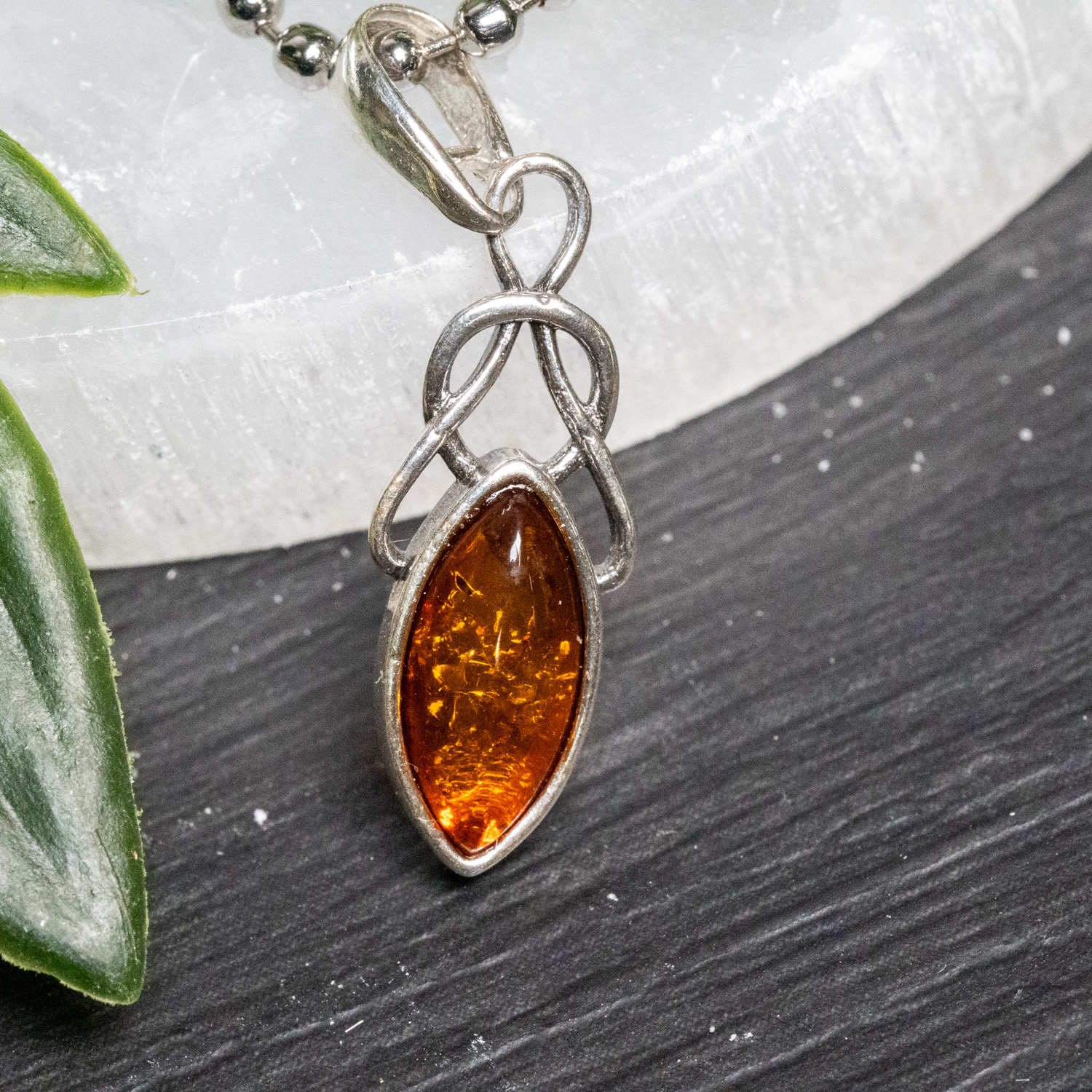 Baltic Amber Small Silver Pendant #1 - The Crystal Council