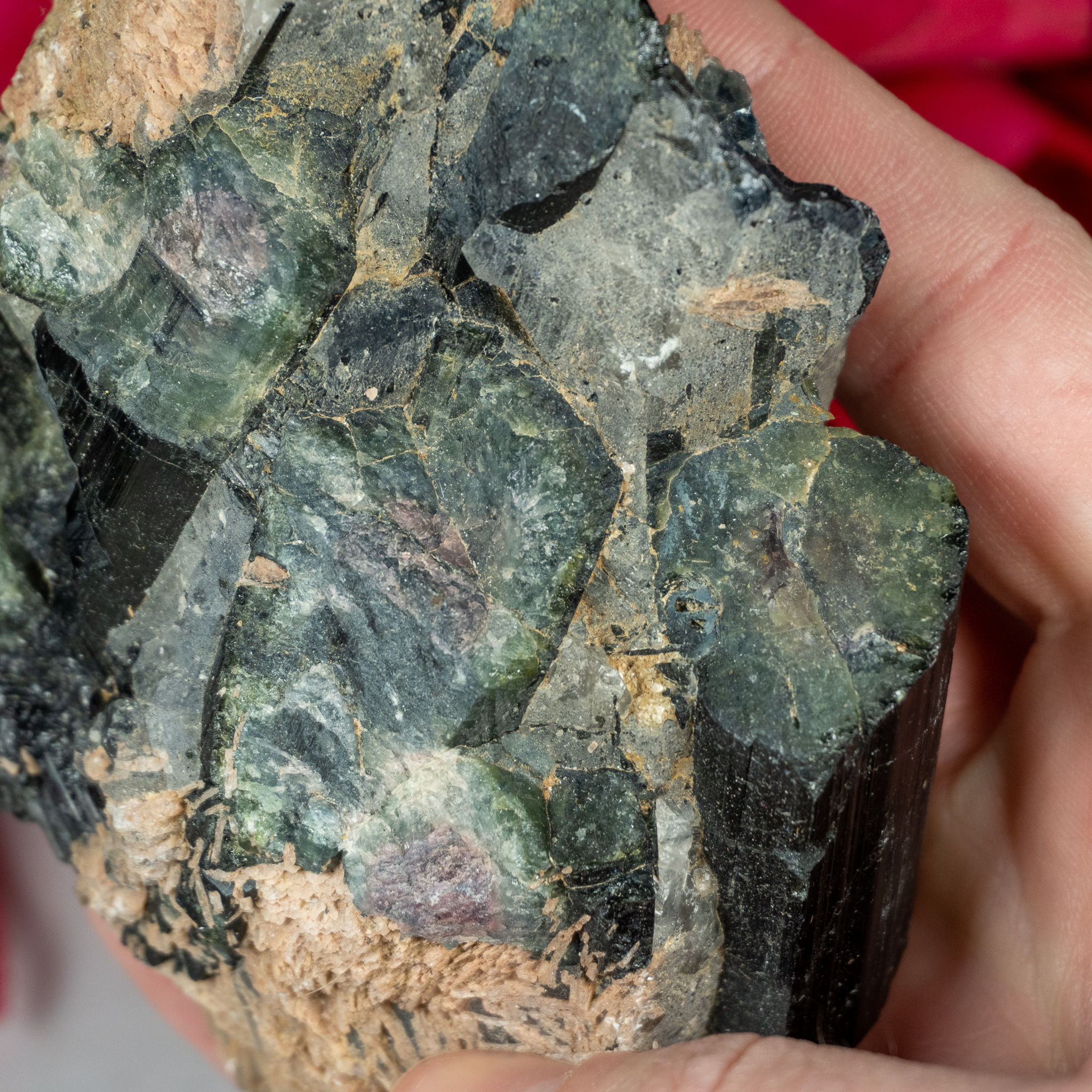 Large Watermelon Tourmaline with Barite #3 - The Crystal Council