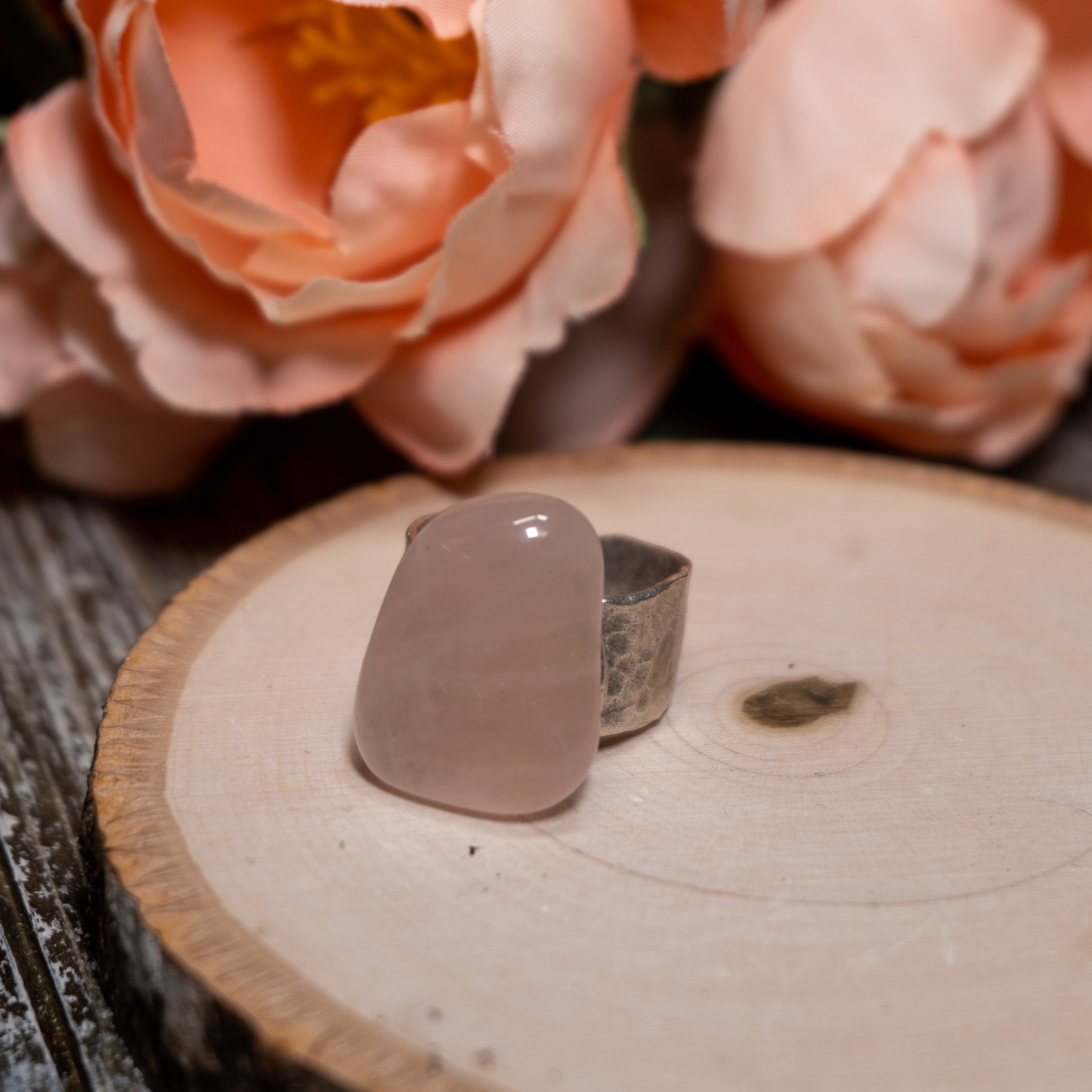 Polished Rose Quartz Ring (Adjustable) - The Crystal Council