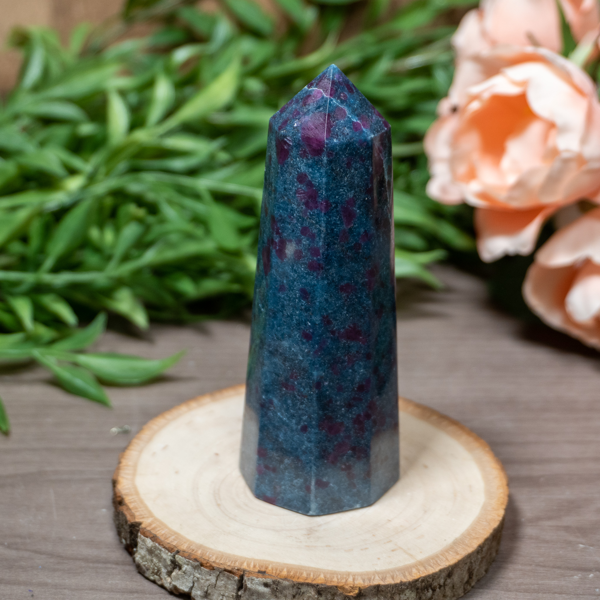 Small Ruby in Kyanite Tower - The Crystal Council