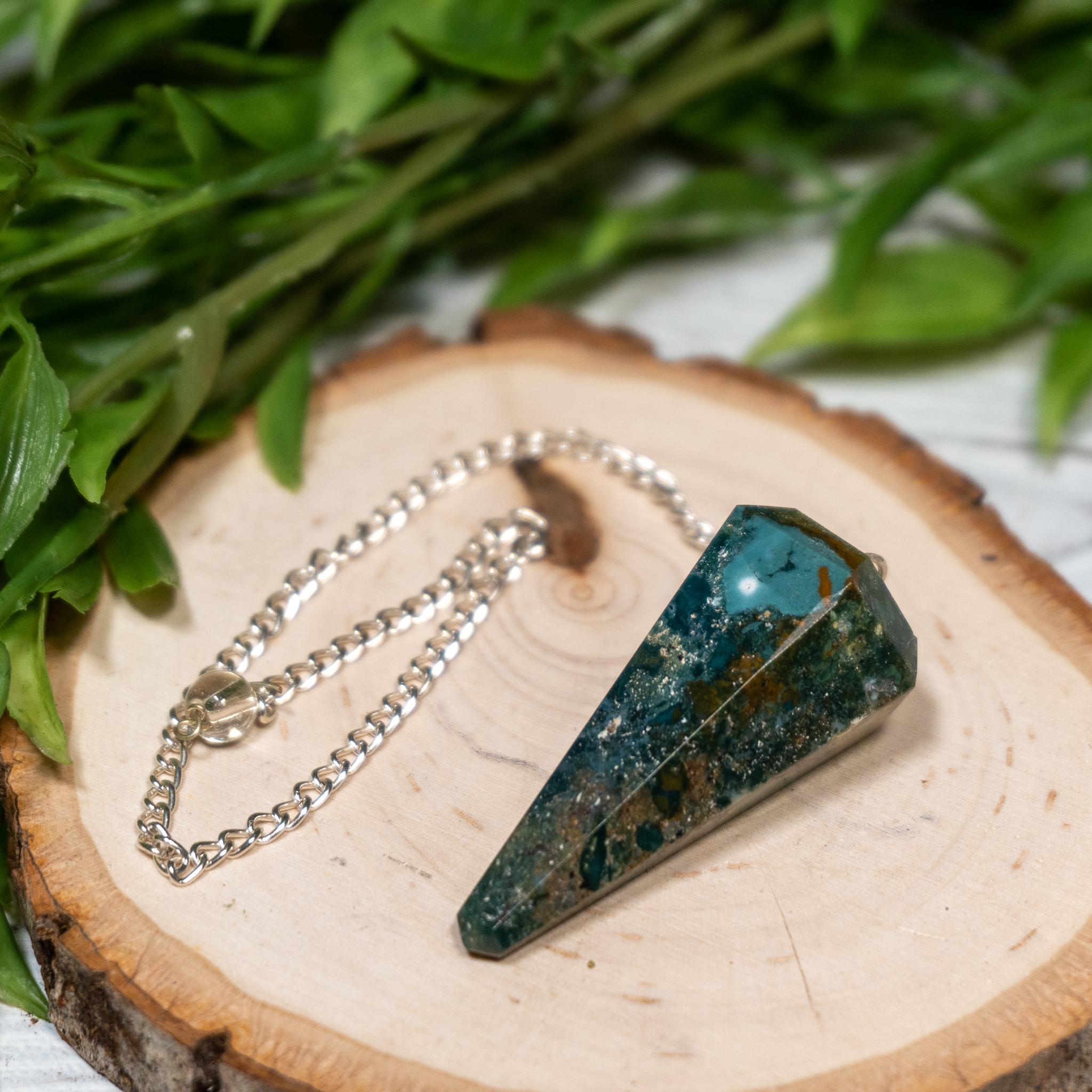 Moss Agate Pendulum - The Crystal Council