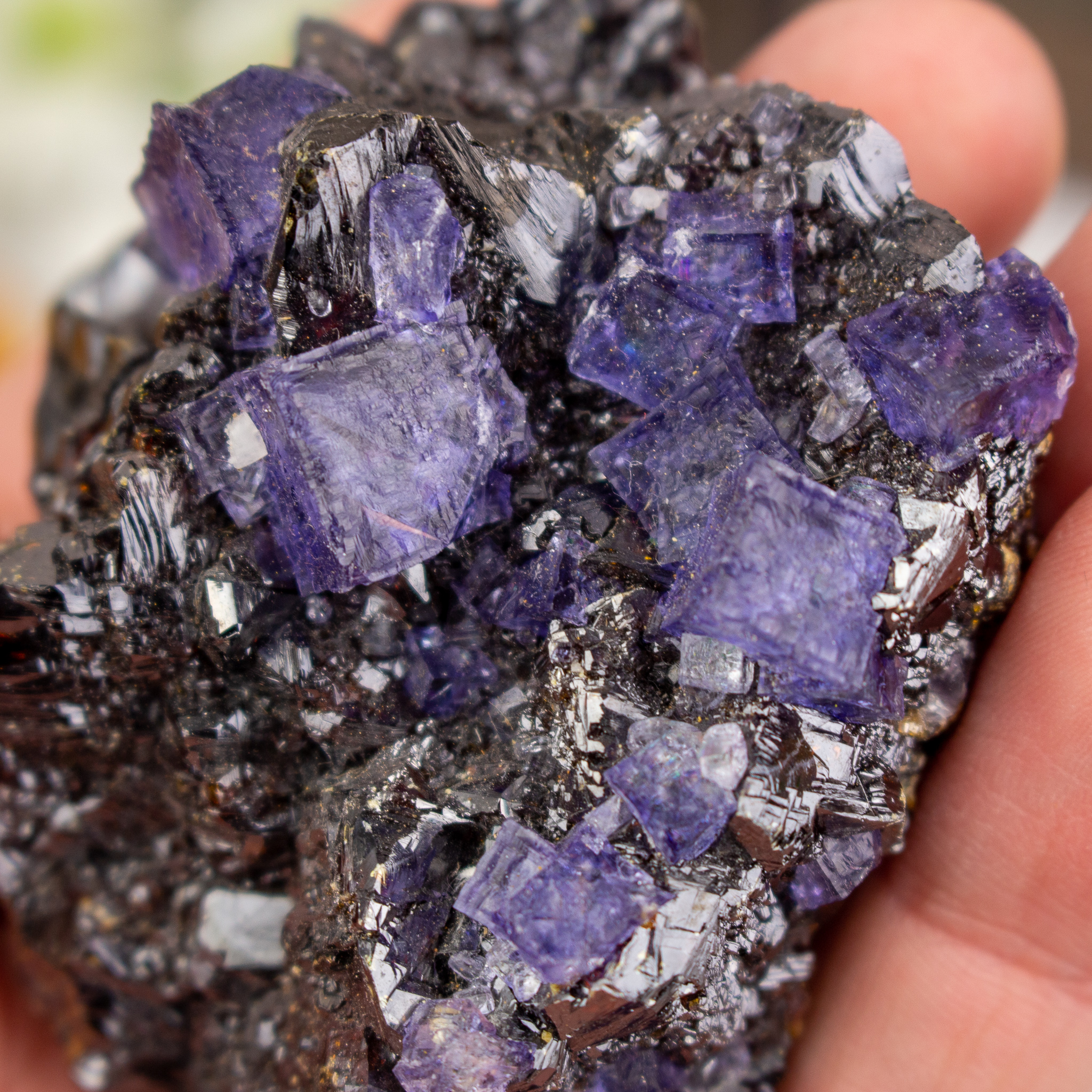 Purple Fluroite on Sphalerite - The Crystal Council